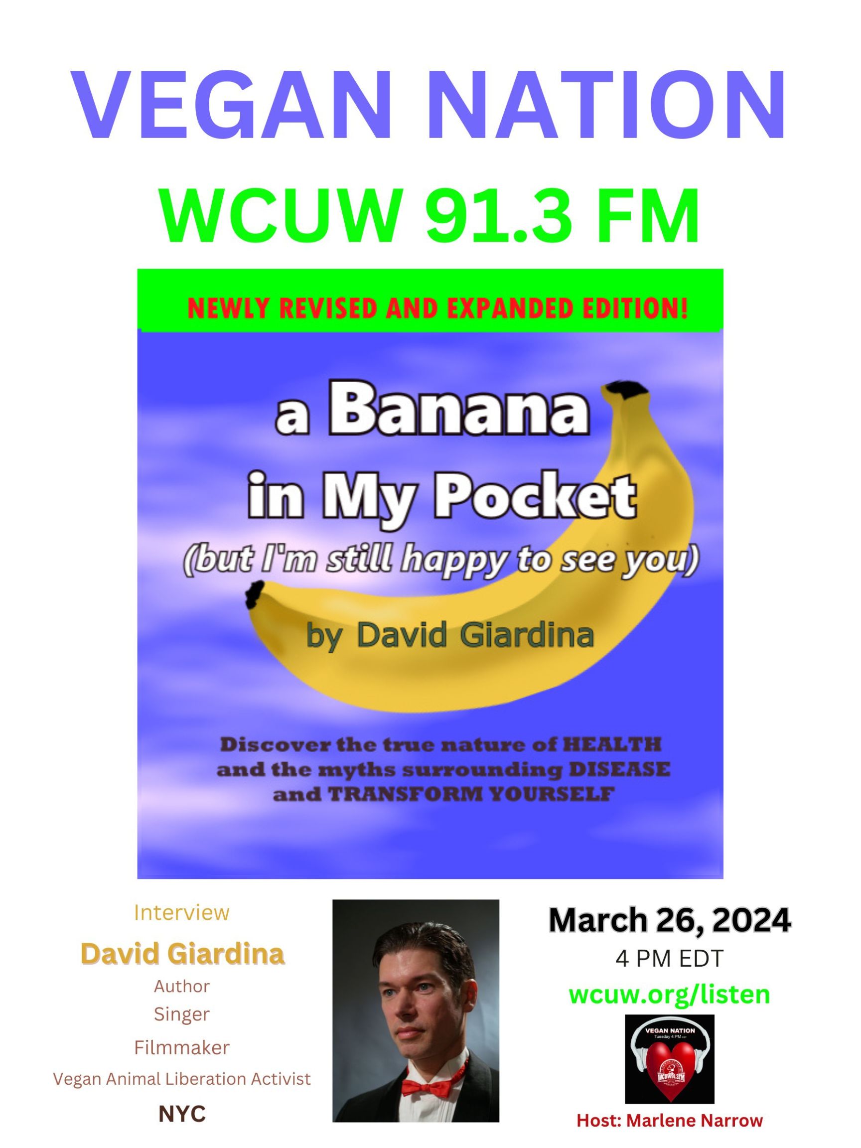 David Giardina. Vegan. Singer. Filmmaker. Model. Author. TV show host ...